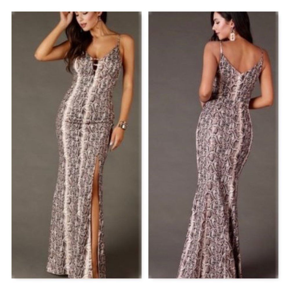Lucen By Nikibiki Snake Mermaid Side Slit Dress - Gem